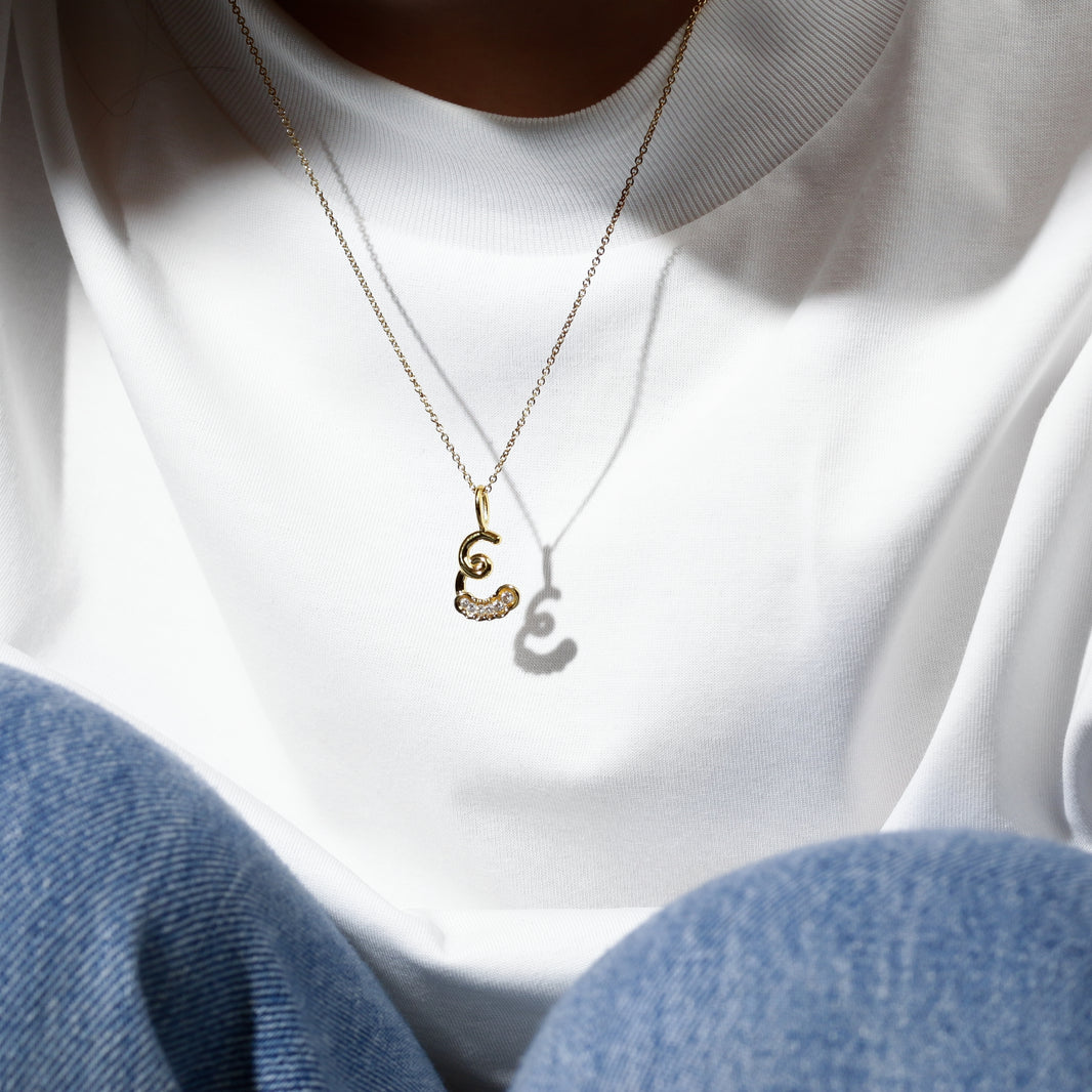 Spellbound - 18k Gold and White Diamonds Initial Alphabet Pendants ...